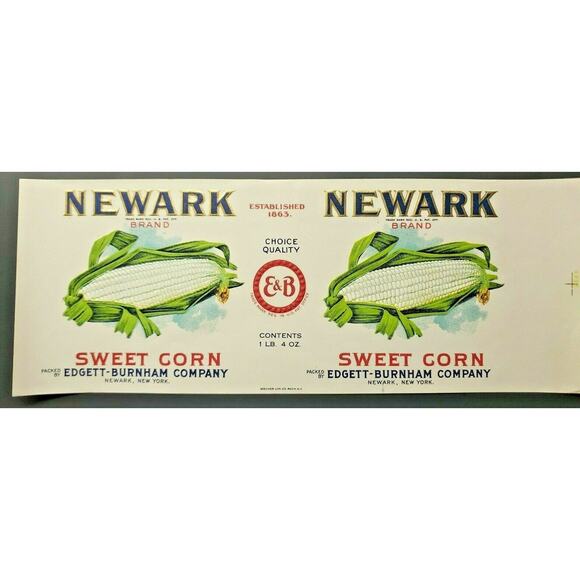 Edgett Burnham Co | Wall Decor | Vintage Newark Brand Sweet Corn Edgett ...
